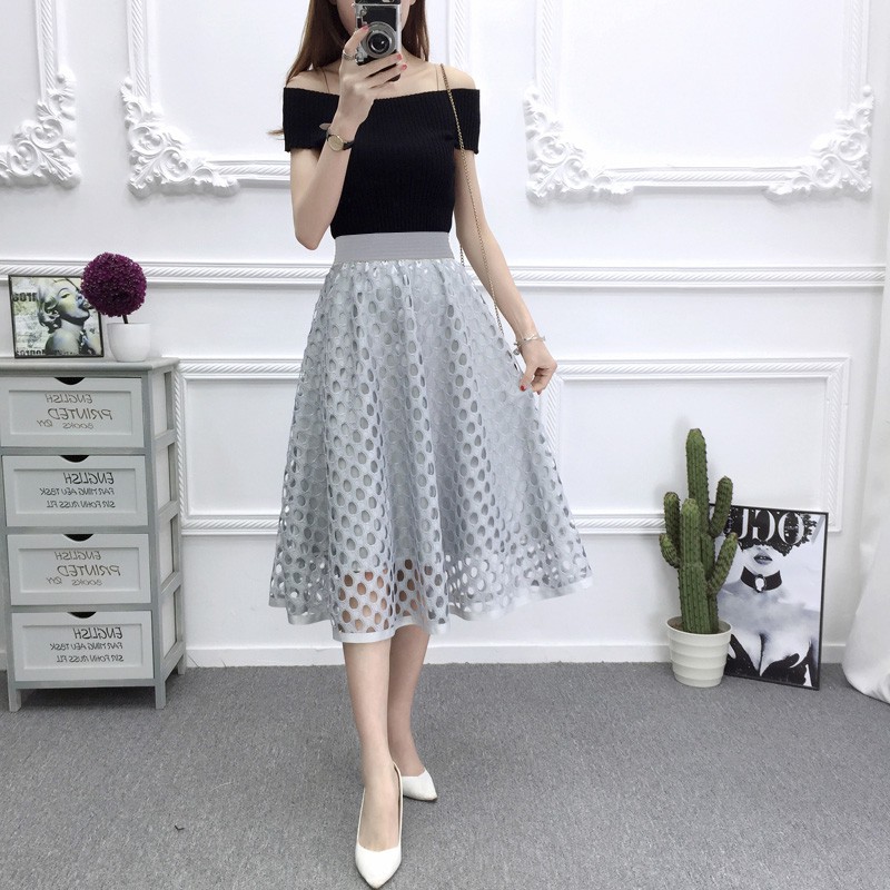 Jual KARAKOREA R602 Yoona Flare Skirt /Rok Midi Rok Maxi Rok Panjang ...