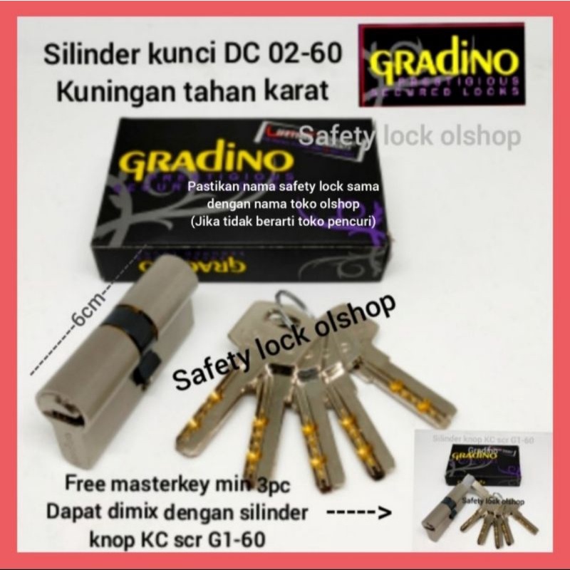 Jual silinder kunci DC scr g2-60 Gradino komp key | Shopee Indonesia