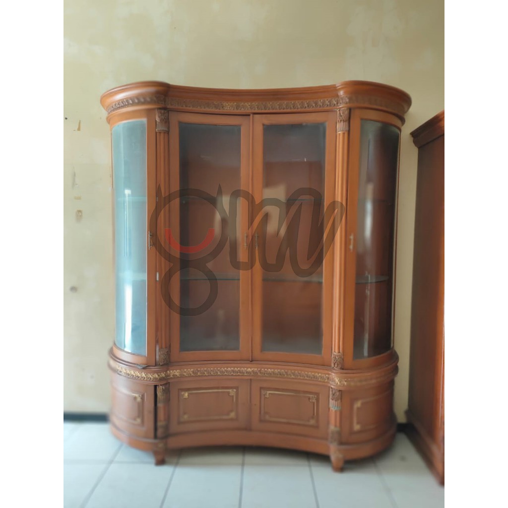 Jual Lemari Etalase 2 Pintu Jati - Almari Kaca Pakaian | Shopee Indonesia