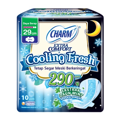 Jual CHARM Extra Comfort Cooling Fresh Night Pembalut Wanita 29 cm 10 ...
