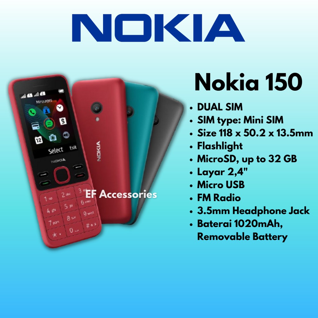 Jual HP NOKIA 150 NEW 2020 DUAL SIM GSM KAMERA GARANSI RESMI TAM ...