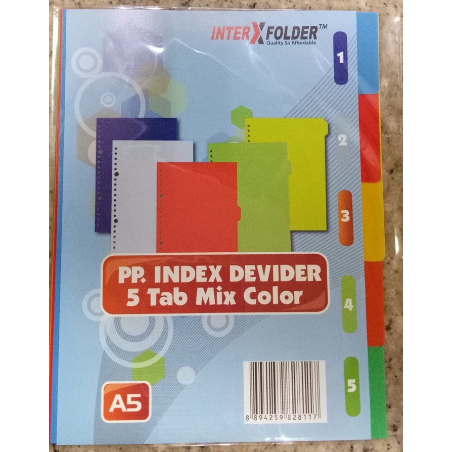 Jual Divider pembatas A5 pvc plastik 5 warna 20 ring muraahh | Shopee ...