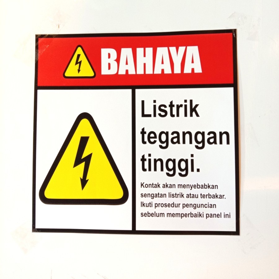 Jual sign stiker bahaya listrik tegangan tinggi sticker rambu k3 20x20 ...