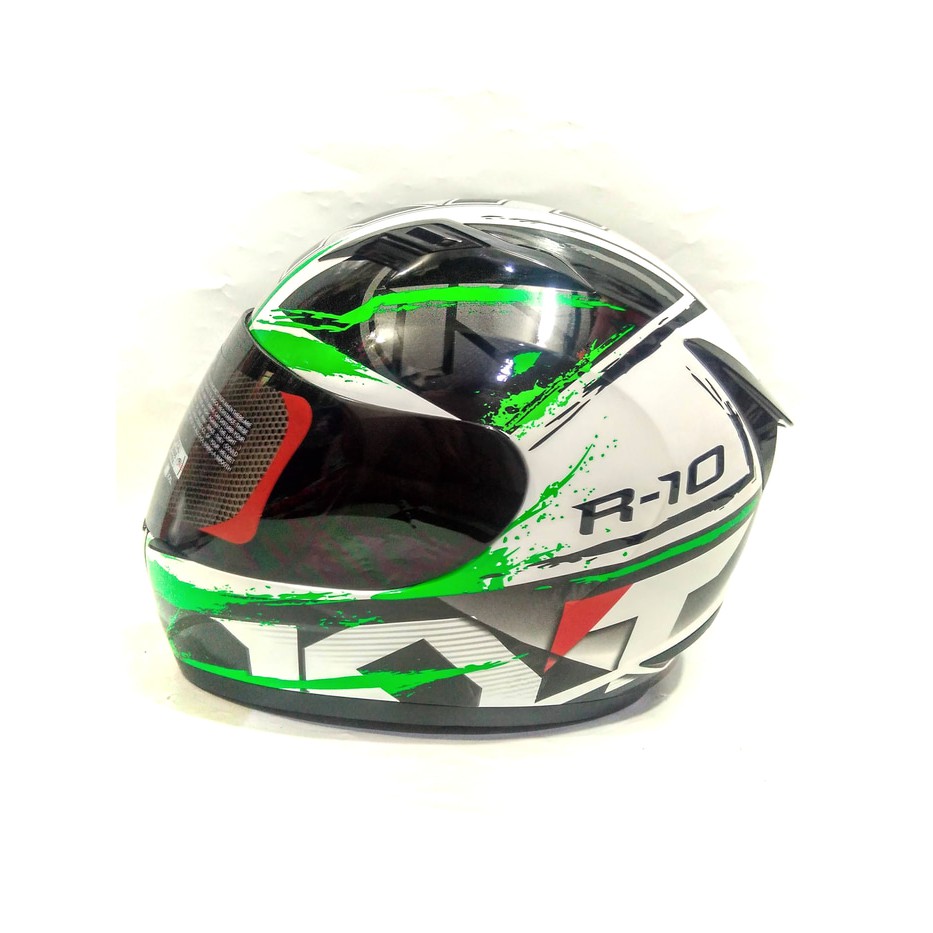 Jual HELM KYT R10 # 2 - White/Black/Green Fluo | Shopee Indonesia