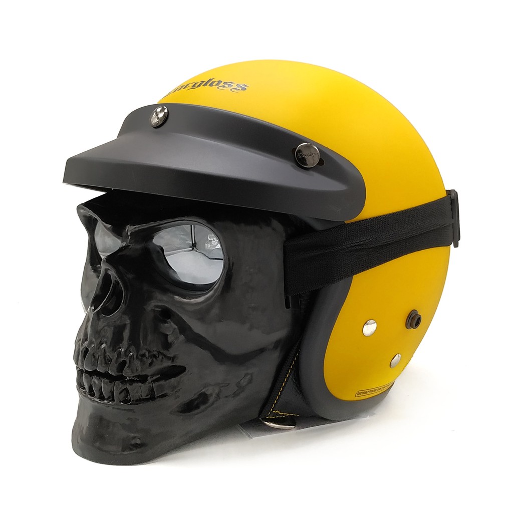 Jual Helm Retro Cargloss + Goggle Mask Skull ( Half Face / Goggle Mask ...