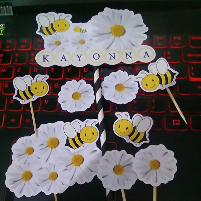 Jual cake topper hiasan kue lebah bees bee flower bunga daisy | Shopee ...