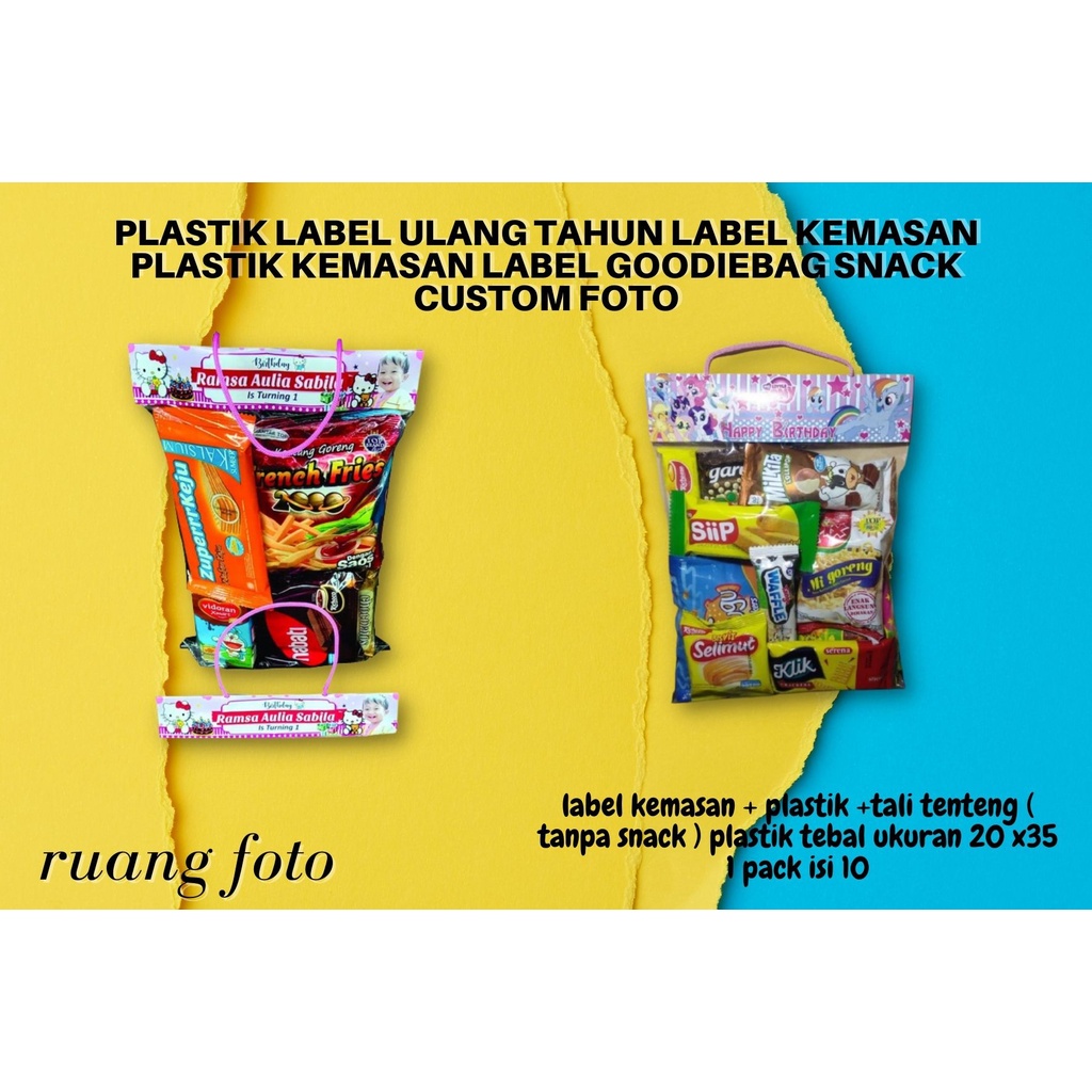 Jual PLASTIK LABEL ULANG TAHUN GOODIEBAG SNACK CUSTOM FOTO 1 PACK ISI ...