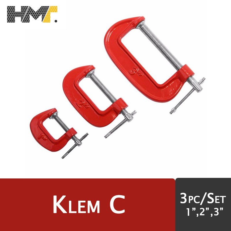 Jual 3 Pieces C Clamp Set (1", 2" & 3") / Klem C Set 3 Pieces 1 inch 2 ...