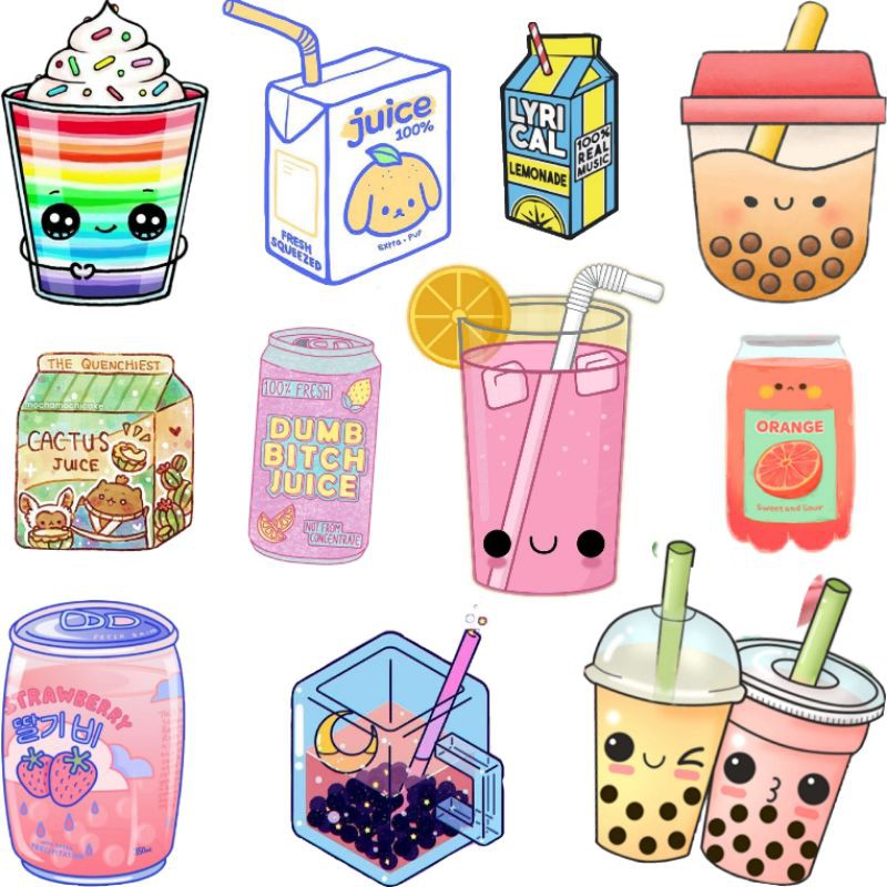 Jual Stiker minuman lucu ( 1 pck isi 30 pcs ) , untuk hiasan scrapbook ...