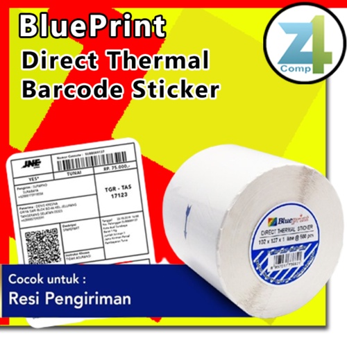Jual Kertas Label 102mm x 127mm - 500 Label - Resi Online Pengiriman - Direct Thermal- Blueprint ...
