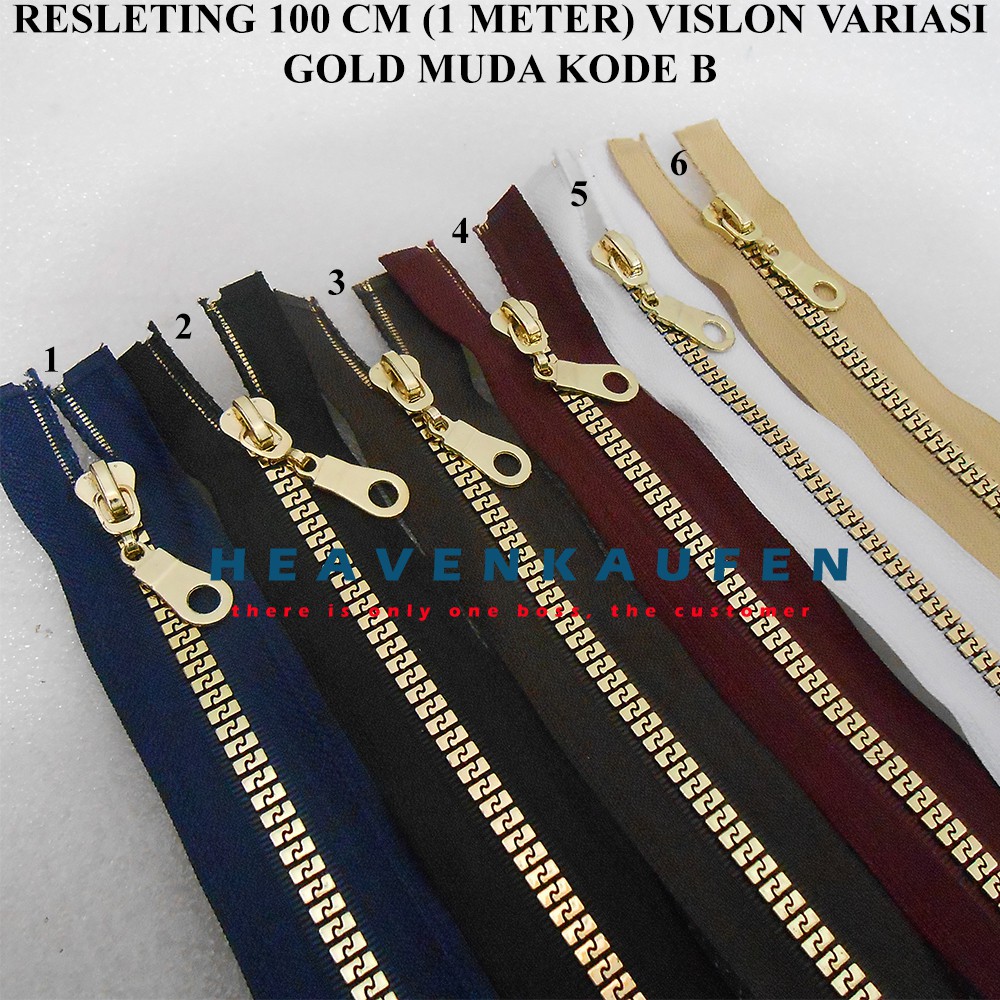 Jual Resleting Zipper 100 cm (1 Meter) Vislon Variasi Gold Muda Kode B ...