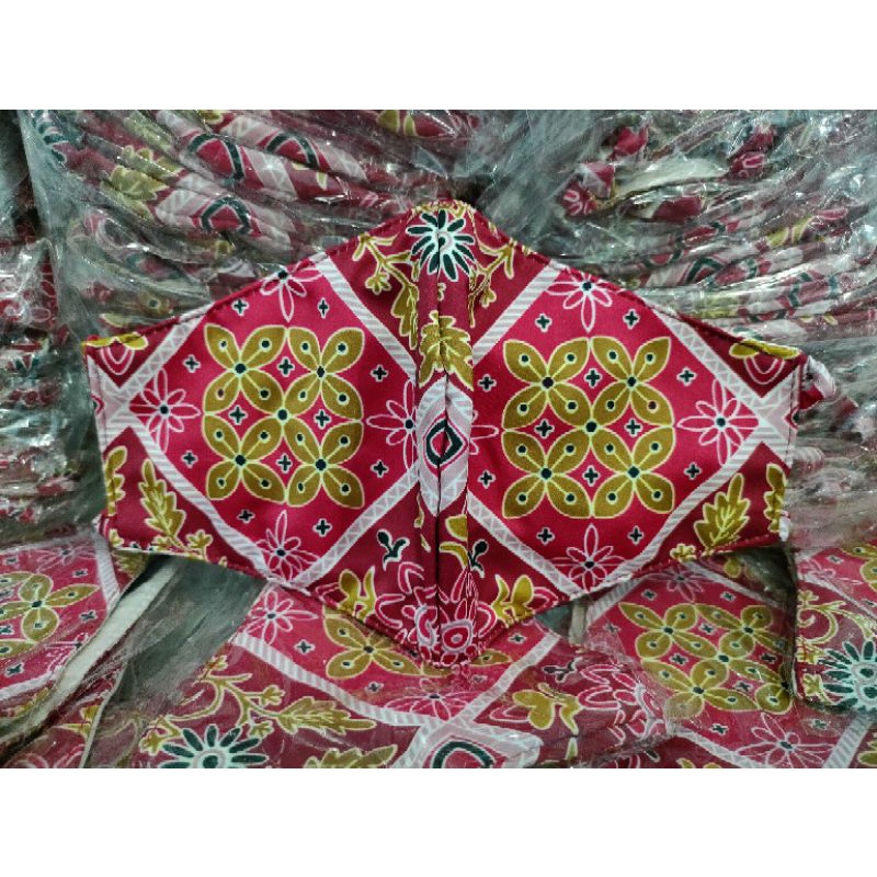 Jual Masker batik Bhayangkari 3 lapis pink,sesuai juklak,earloop dan ...