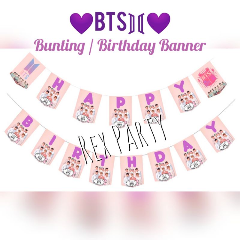 Jual BTS Birthday Banner/Bunting BTS/Banner HBD BTS/Banner Birthday BTS ...