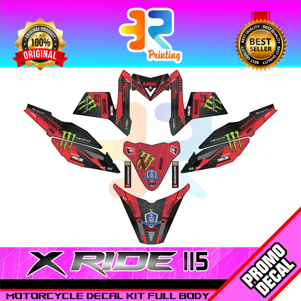 Jual STIKER DECAL STRIPING MOTOR X RIDE 115 MONSTER ENERGY MERAH ...