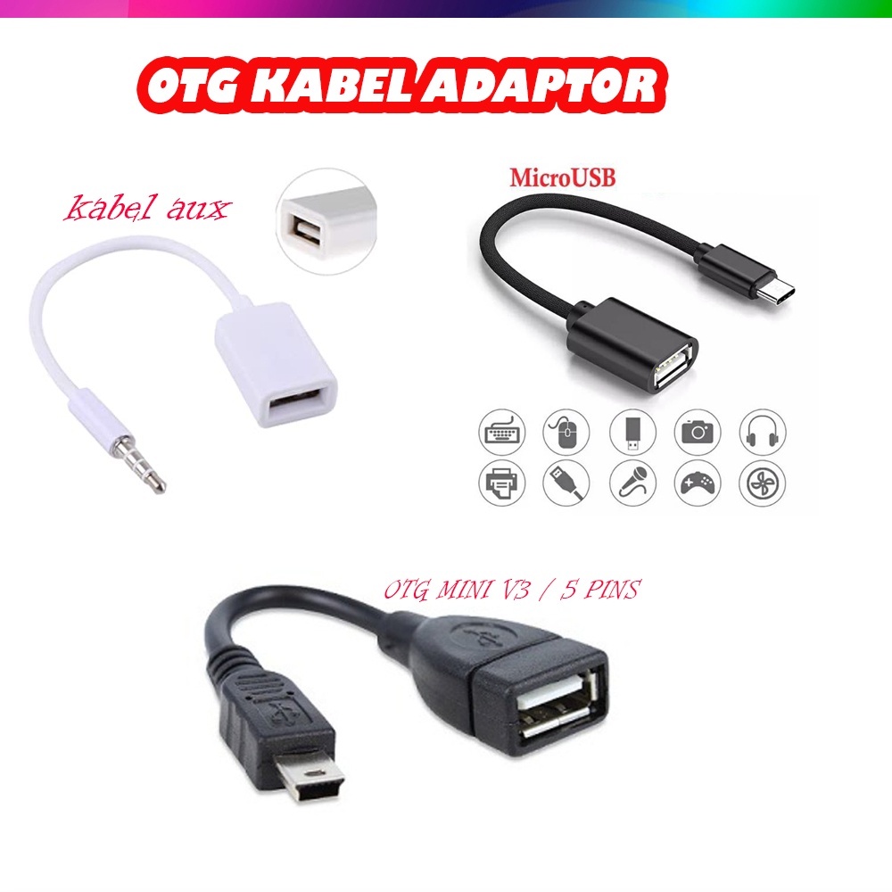Jual Kabel OTG MICRO V8 OTG MINI V3 5 PIN OTG AUX AUDIO Kabel OTG MICRO ...
