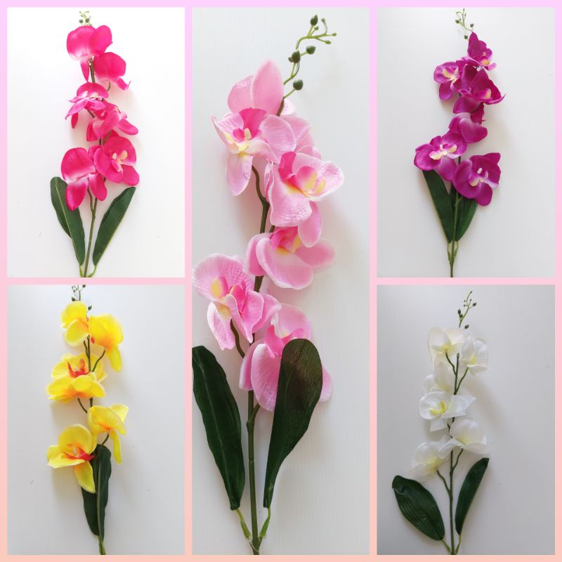 Jual Bunga anggrek palsu artificial hias dekorasi tangkai satu | Shopee ...
