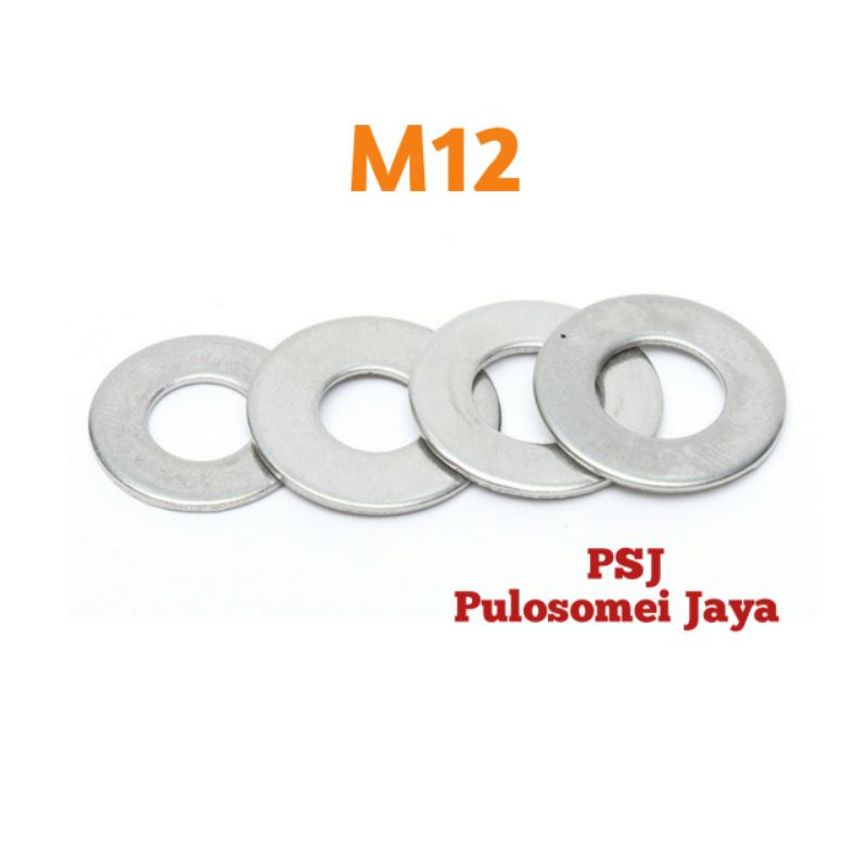 Jual Ring Plat Besi Putih M12 : Washer Plated Galvanis | Shopee Indonesia