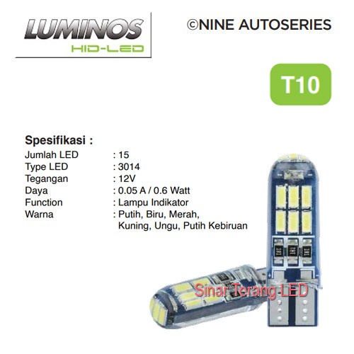 Jual Luminos T10 15 Titik Lampu LED Senja Kota Sein Sign Jelly Sepasang ...
