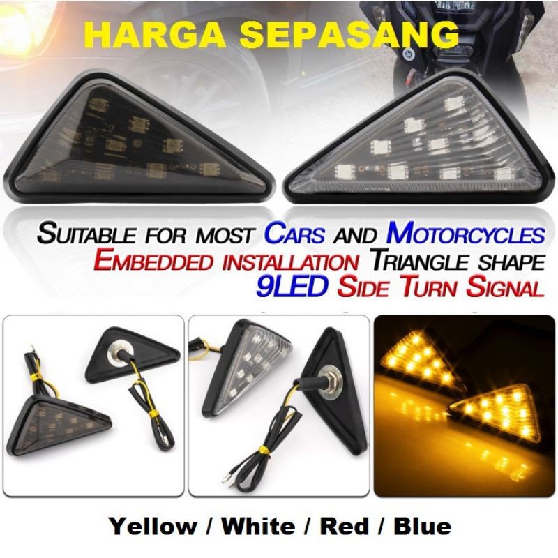 Jual Sen Tempel Lampu Sein Tempel Segitiga LED Universal Buat R15 V2 V3/Cbr150r/Gsx150/Ninja250 ...