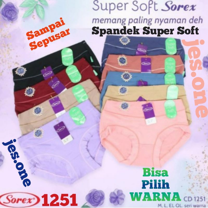 Jual SOREX 1251 CD Celana Dalam Wanita Spandek Super Soft Sepusar sz M - XXL | Shopee Indonesia