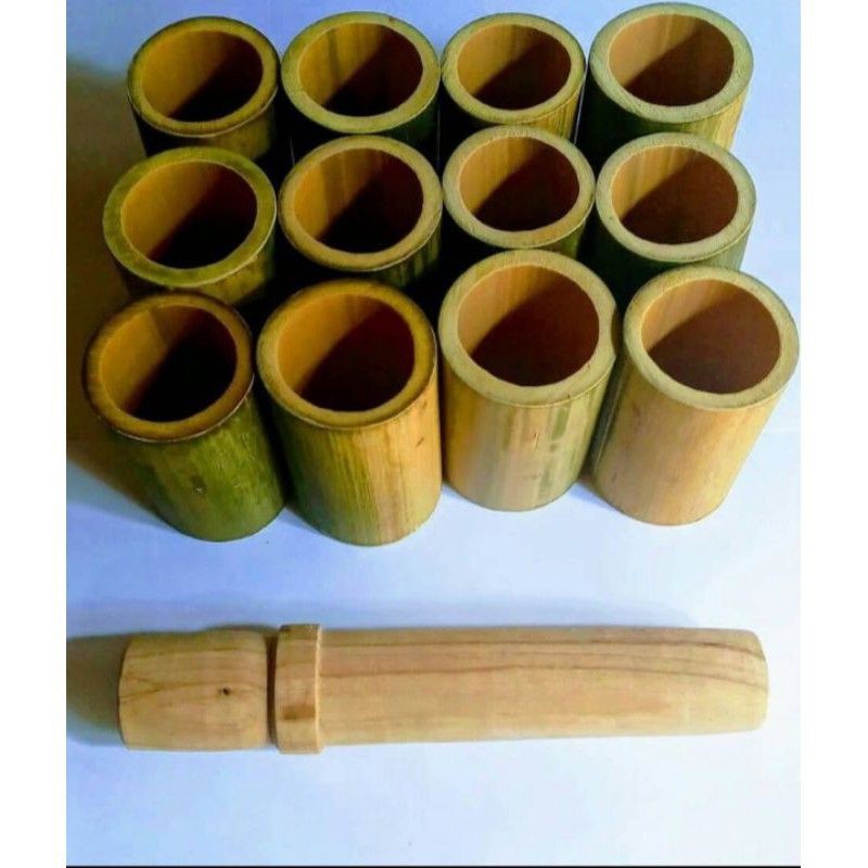 Jual cetakan kue putu bambu set tradisional(12&6pcs+sodokan+koin ...