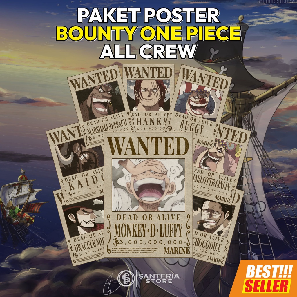 Jual Poster Bounty One Piece | Size A4 Isi 10 Poster All Crew | Poster ...