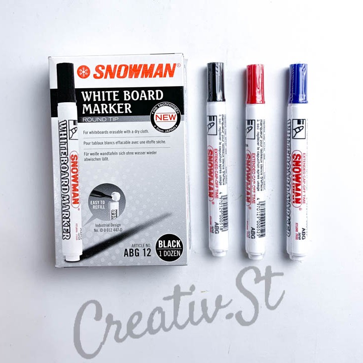 Jual SNOWMAN Spidol White Board Papan Tulis Abg-12 Alcohol Based ...