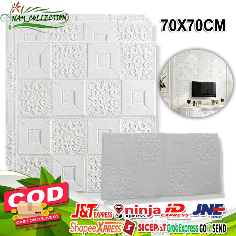 Jual Wallpaper Dinding Foam 3D Batik Putih 70x70 Cm | Shopee Indonesia