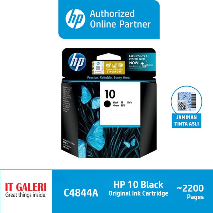 Jual HP Tinta Printer Original 10 Black Ink Cartridge (C4844A) | Shopee ...