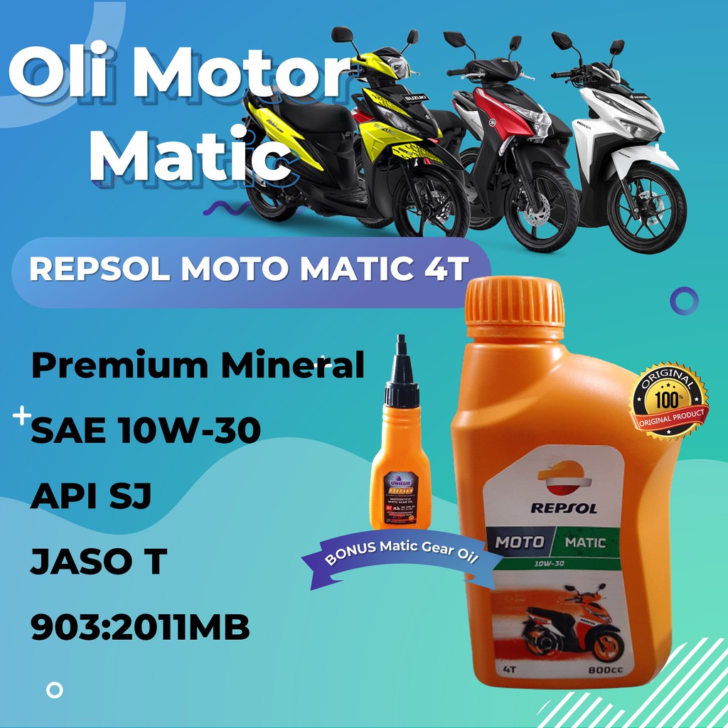 Jual Oli Motor REPSOL Moto Matic 4T 10W 30 800ml Paket BONUS Unilub ...