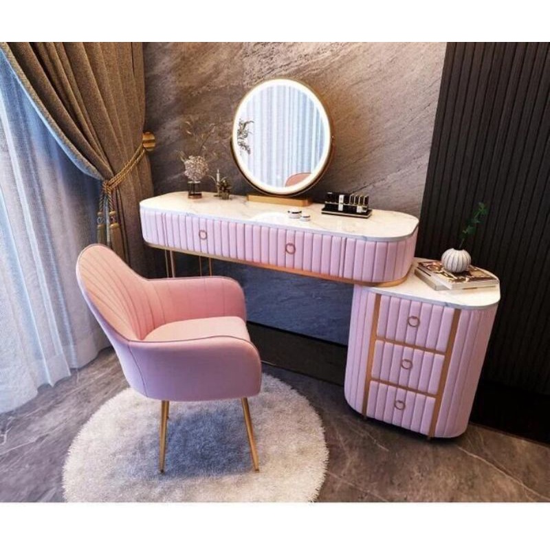 Jual meja rias warna pink kayu mahoni ukuran 140cm | Shopee Indonesia