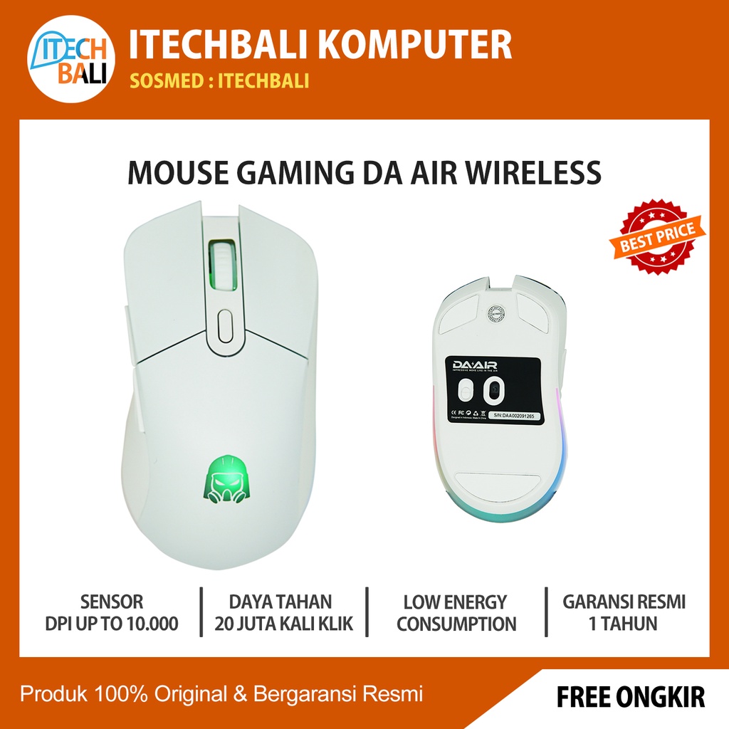 Jual Mouse DIGITAL ALLIANCE DA Air Wireless Gaming - White | Shopee ...