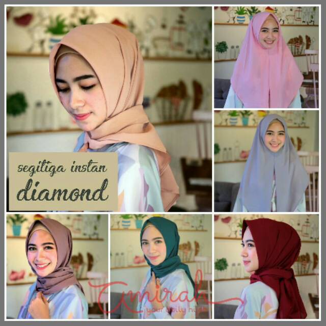 Jual Jilbab Segitiga instan diamond strech Uk L | Shopee Indonesia