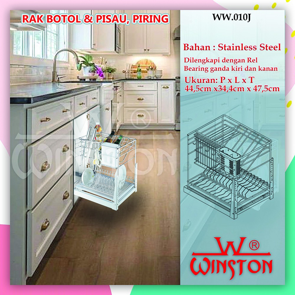 Jual Rak Tarik Stainless Winston WW 010 J for Kitchen Set Kabinet ...