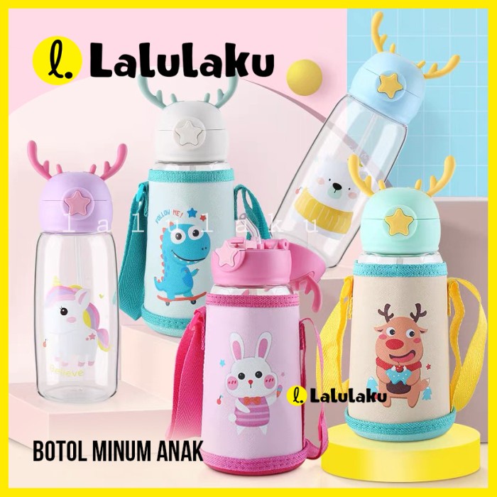 Jual MINUM-BOTOL- BOTOL MINUM TAS ANAK TANDUK RUSA BOTOL BPA FREE JERAMI ANAK TK SD - UNGU TANPA ...