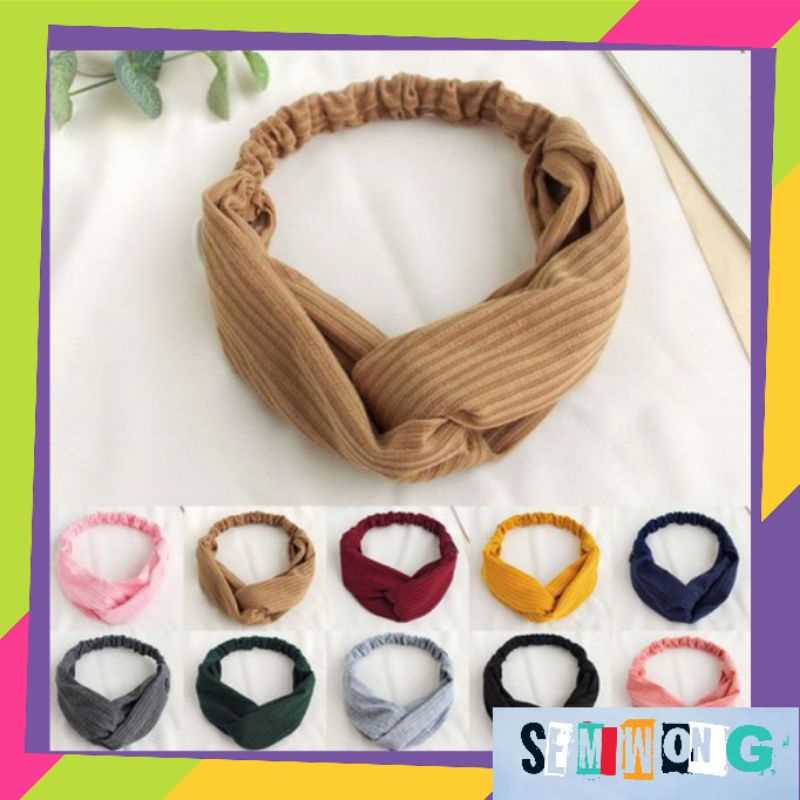 Jual BANDO POLOS GARIS / Premium Bandana Simpul Twist Elastis Ala Korea ...