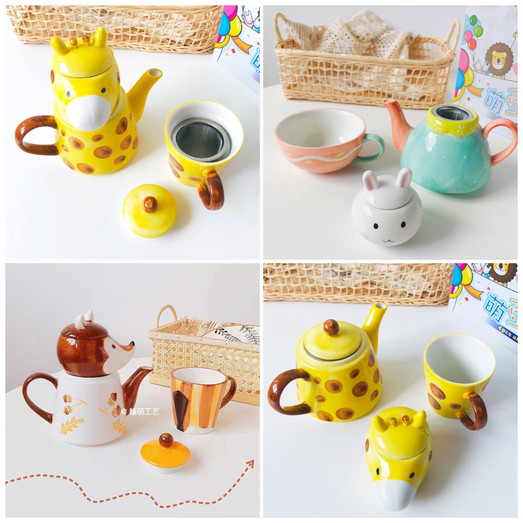 Jual Cartoon Animal Tea Pot Cup Set 3 PCS / Cangkir Teko Teh Susu Anak ...