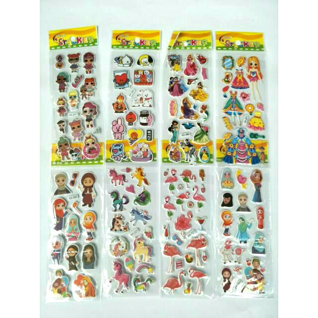 Jual Stiker Timbul 16x6 cm Karakter Lucu Gambar Random Stickers Murah ...