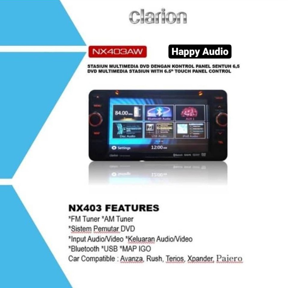 Jual Head unit Clarion NX 403AW - Double Din Clarion NX 403 AW Original | Shopee Indonesia