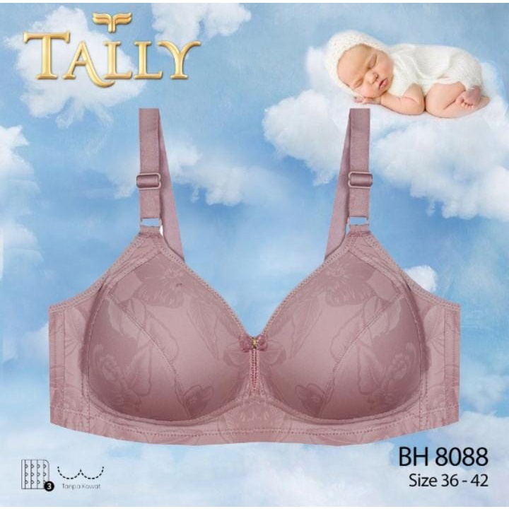 Jual TALLY Bra Tanpa Kawat Bahan Katun Busa Tipis Cup C Kait 3 Bra Harian BH 8088 BABY SKIN ...