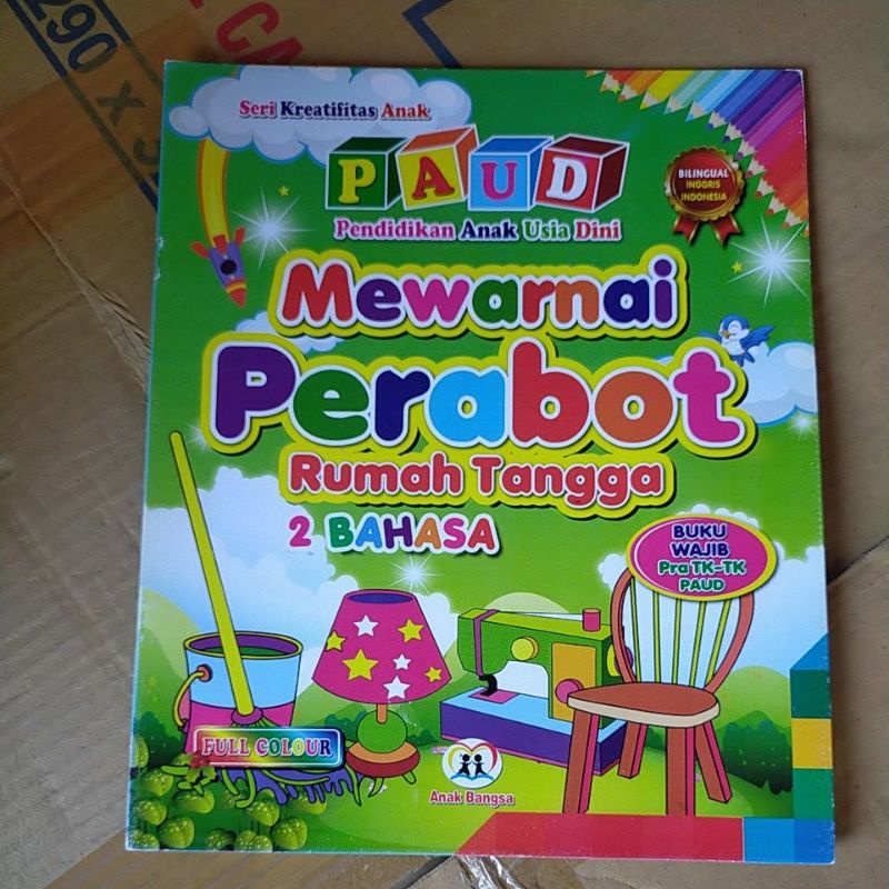 Jual seri anak paud mewarnai perabot rumah tangga 2 bahasa | Shopee ...