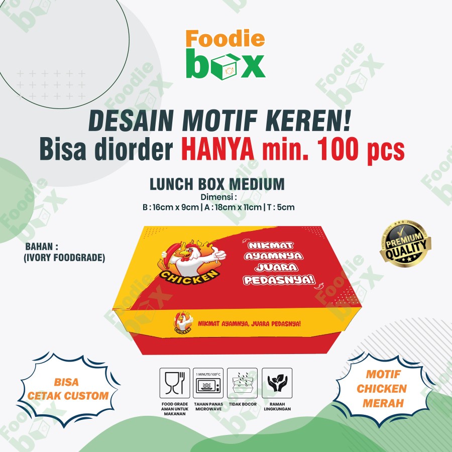 Jual Paper Lunch Box 50 pcs I Lunch Box M I Ayam Geprek | Dus Ayam ...