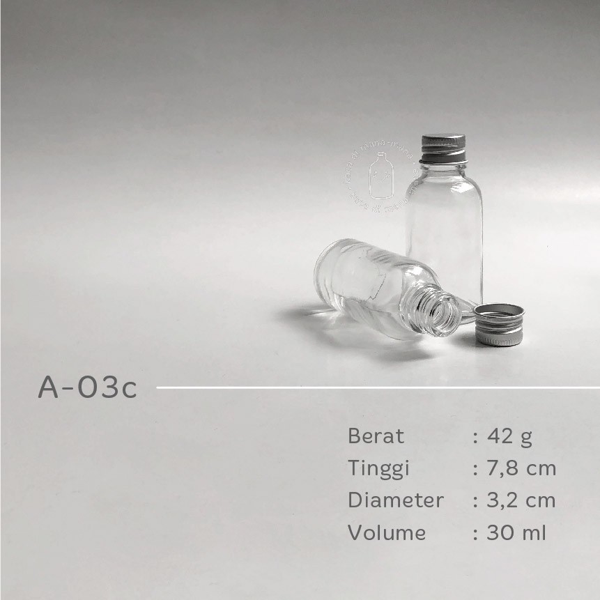 Jual Botol kaca 30ml boston - botol kaca bening - aluminium cap ...