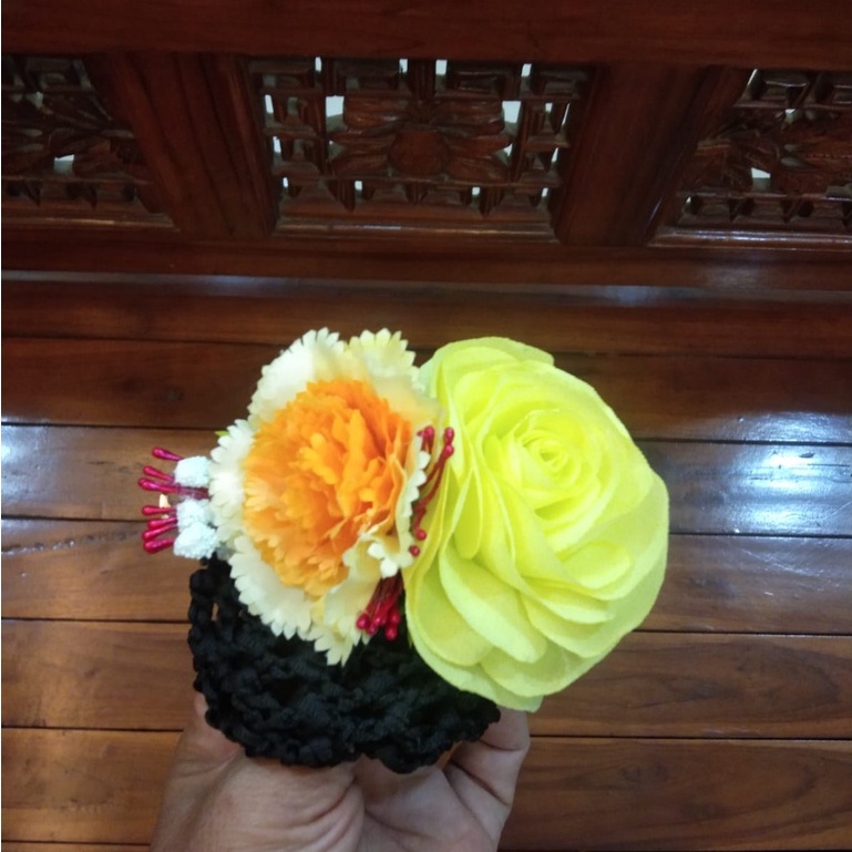 Jual Harnet Rambut Bunga Mawar + Bunga Matahari Mini + Putik Hijau ...