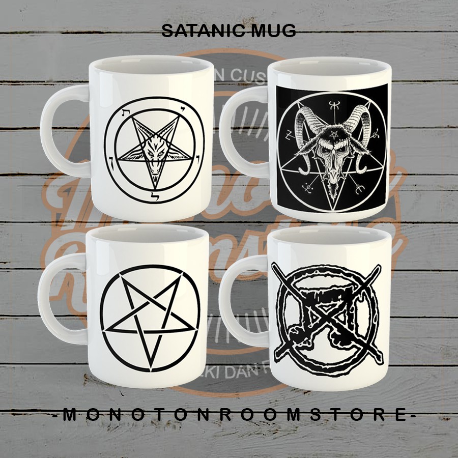 Jual MUG GELAS KERAMIK - SATANIC LOGO - CUSTOM MUG | Shopee Indonesia