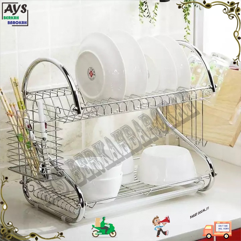 Jual Rak piring dapur stainless rak piring 2 susun stenlis rak piring ...