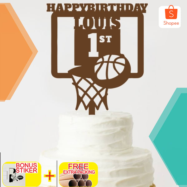 Jual CAKE TOPPER BASKET / TOPPER BASKETBALL ACRYLIC BIRTHDAY - 10CM ...