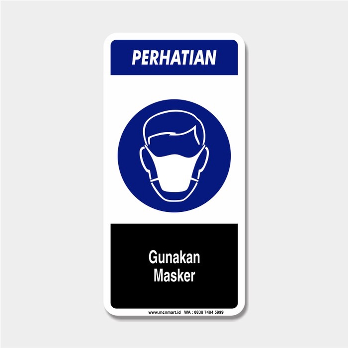 Jual Murah Safety Sign Rambu K3 APD Perhatian Gunakan Masker 40cmx20cm ...
