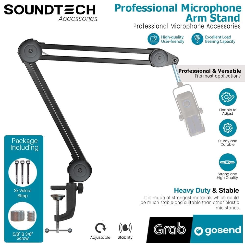 Jual SOUNDTECH Proffesional Arm Stand for Microphone Condenser Bracket ...