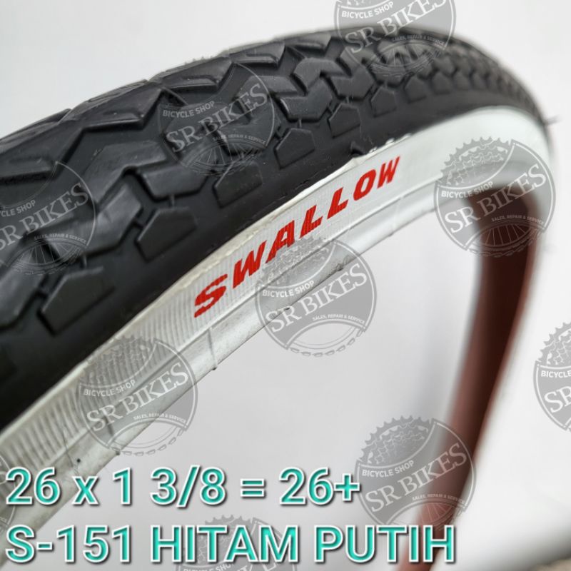 Jual Ban Luar 26 x 1 3/8 Sepeda CTB Jengki Mini. HITAM PUTIH. SWALLOW DELI TIRE | Shopee Indonesia